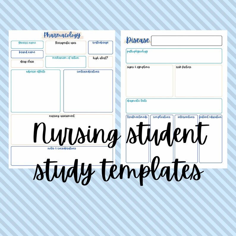 Nursing Student Study Templates 2 Study Templates Pharmacology and ...