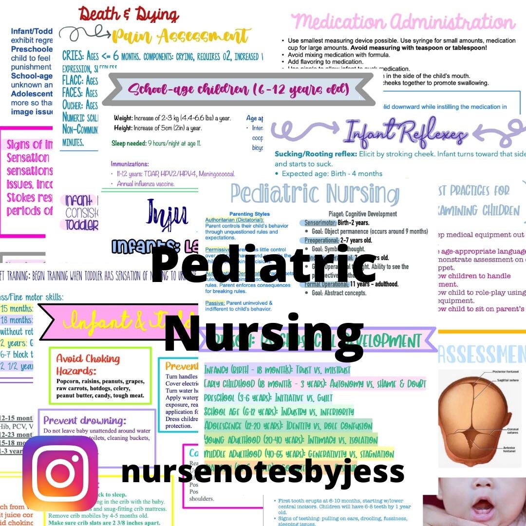 Pediatric Nurse Notes Peds Nursing School Notes - Etsy