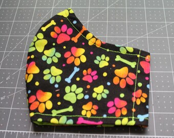 Multi Tie Dye Pawprints Mask W/filter Pocket | Etsy