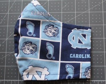 Double Layer Cotton Face Mask W/filter Pocket UNC Tarheels - Etsy