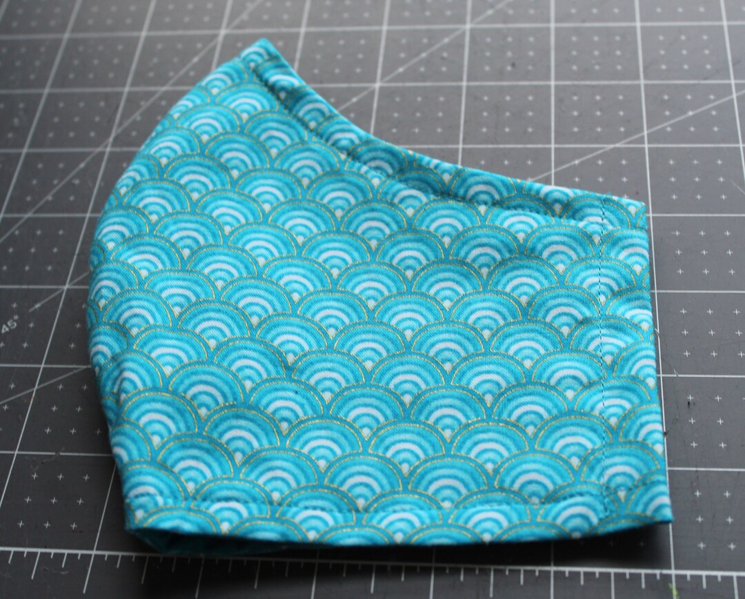 Blue Semicircle Mask W/filter Pocket - Etsy