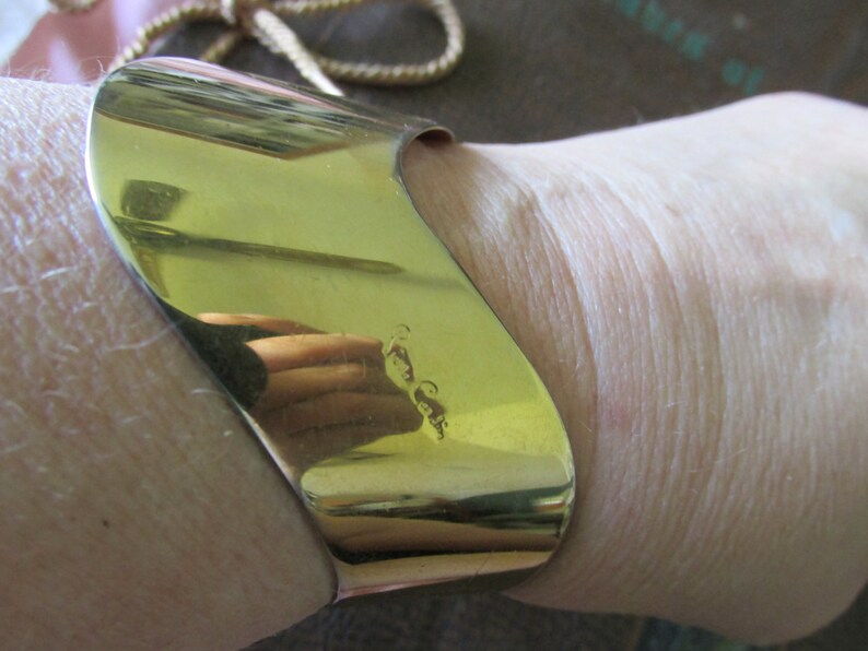 Retro PIERRE CARDIN Cuff BRACELET Gold Tone Modern Design 1970's ...