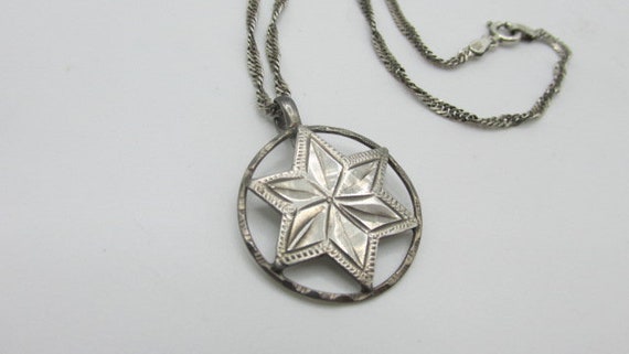 Sterling Six Point STAR PENDANT 1" Round 18" Twisted … - Gem