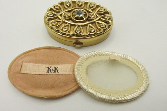 Vintage K & K (Kotler Kopit) MAKEUP COMPACT Oval 2 1/… - Gem
