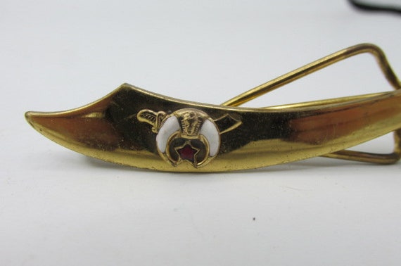 MASONIC TIE CLIP Saber Design Gold Tone & Enamel meas… - Gem