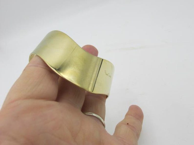 Retro PIERRE CARDIN Cuff BRACELET Gold Tone Modern Design 1970's ...