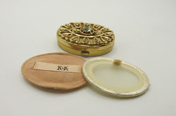 Vintage K & K (Kotler Kopit) MAKEUP COMPACT Oval 2 1/… - Gem