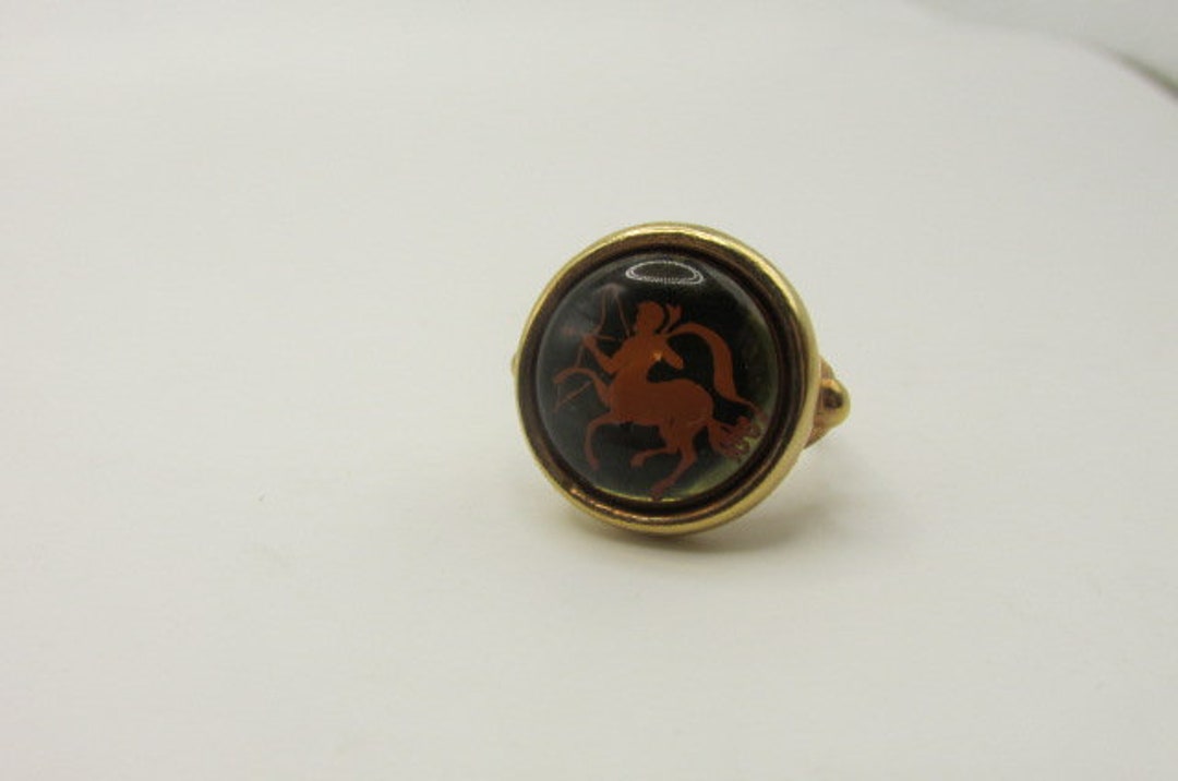 Rare JEANE DIXON Sagittarius Mood RING Gold Plated Zodiac Nov 22 Dec 21 ...