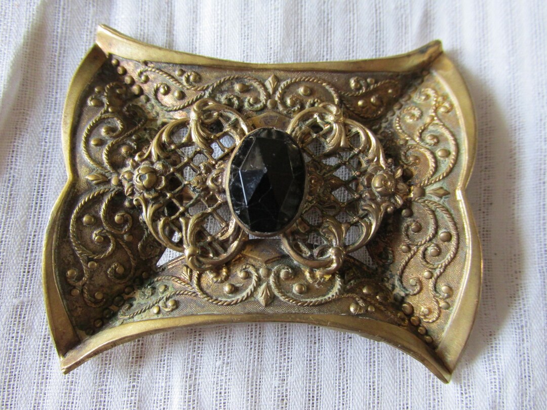 Victorian Fluted SASH PIN Ornamental Edging Gold Plating Filigree ...