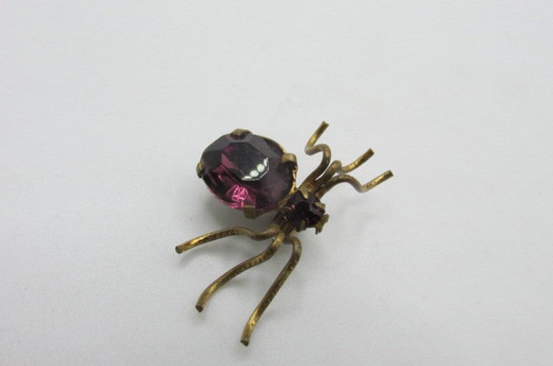 Victorian INSECT PIN (ant?) Amethyst Color Foiled Czech Stones Measures ...