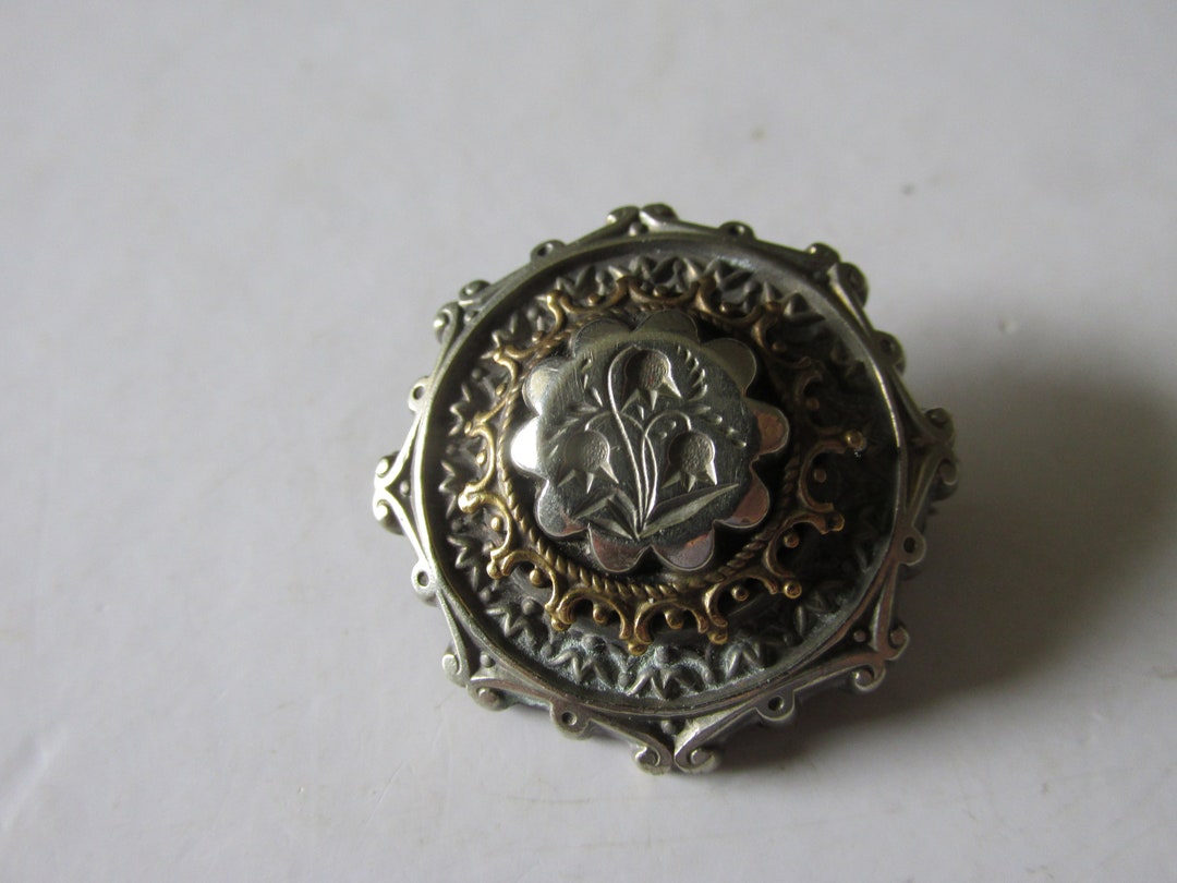 Antique FRENCH VICTORIAN Mourning Theme BROOCH C Clasp Lily of Valley ...