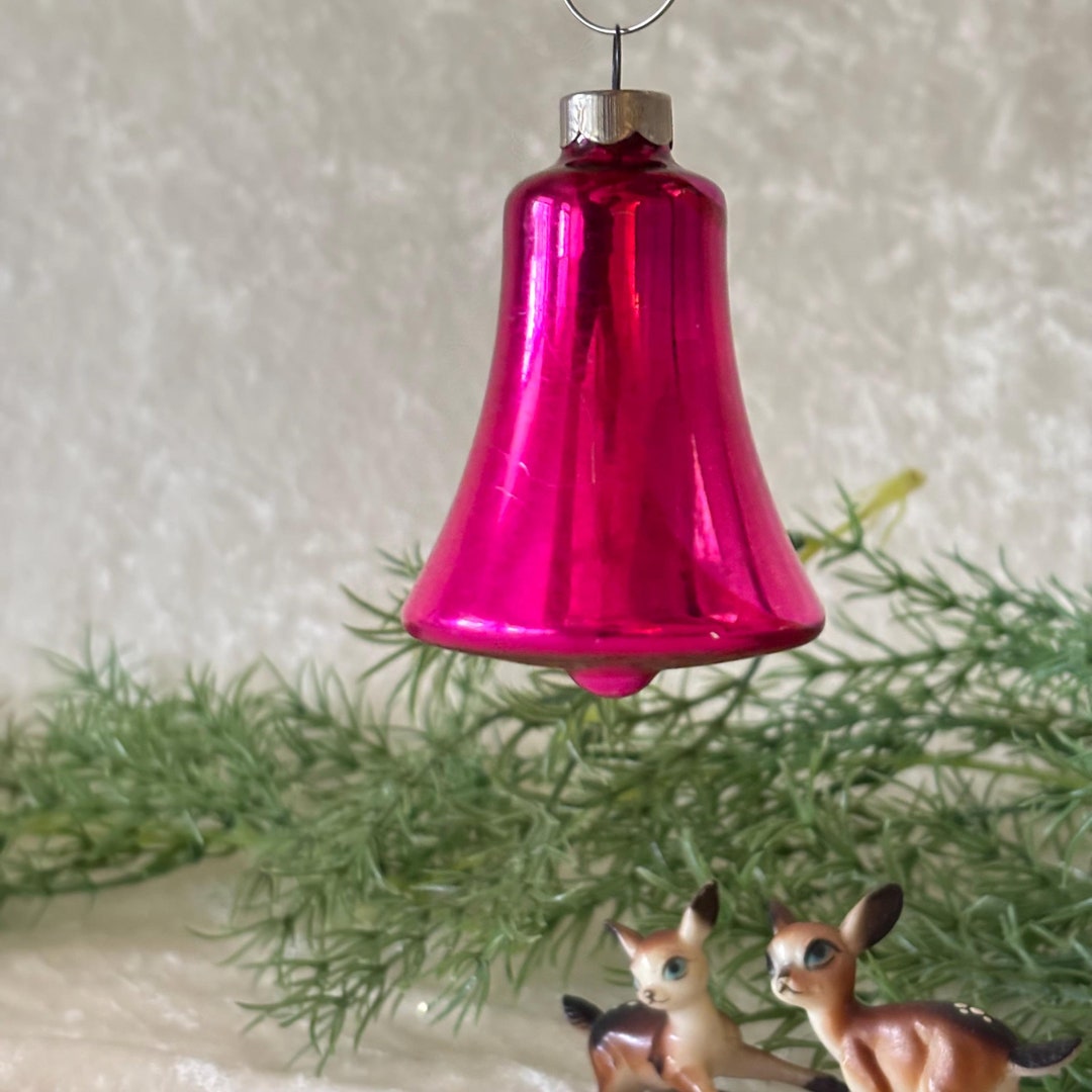 Hot Pink Bell Ornament - Shiny Brite Vintage Christmas Glass Victorian ...