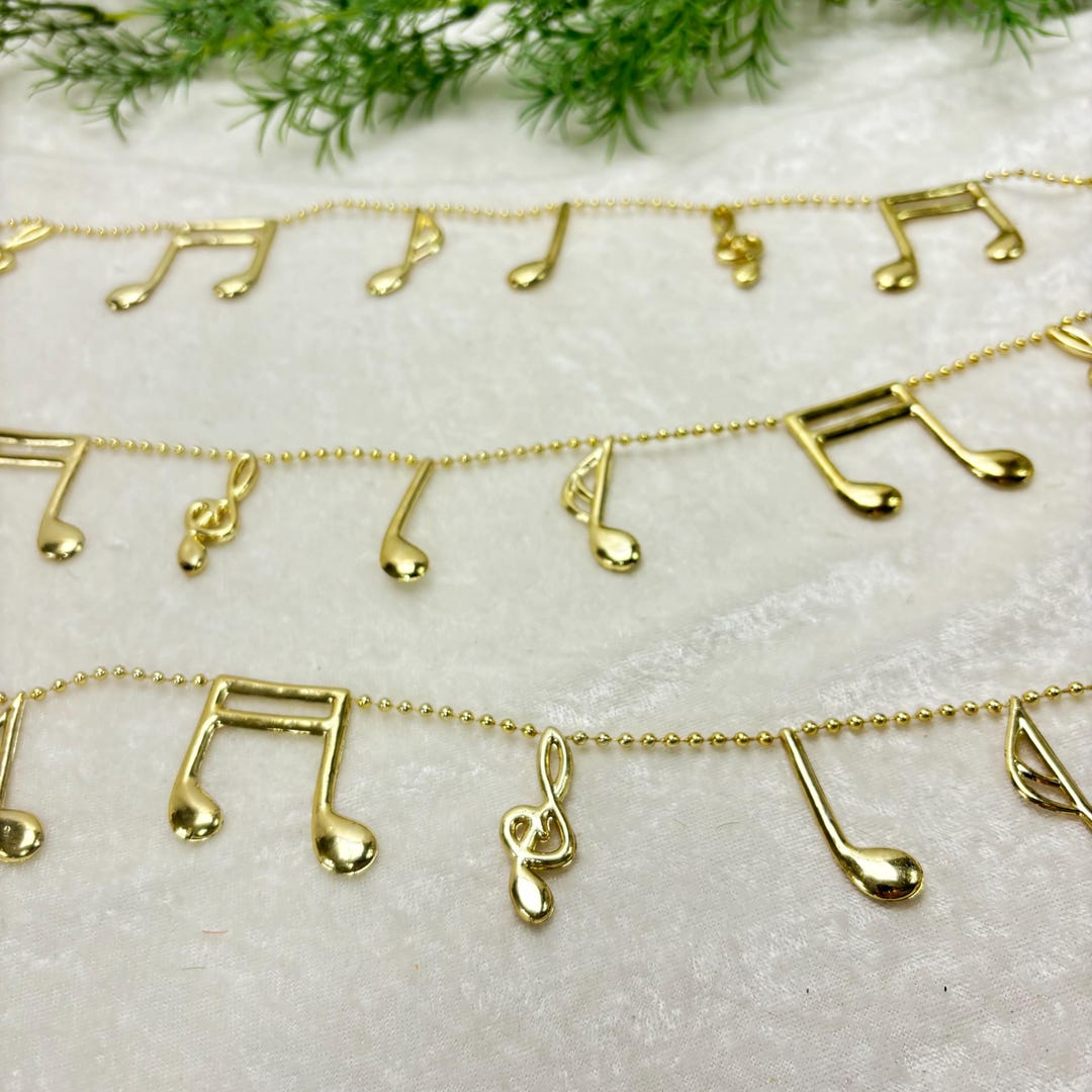 9 Feet of Gold Musical Instrument Garland; Christmas Decoration, Music ...