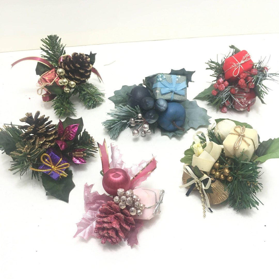 Floral Christmas Pick: Wrapped Present Accent - Victorian Style - Etsy