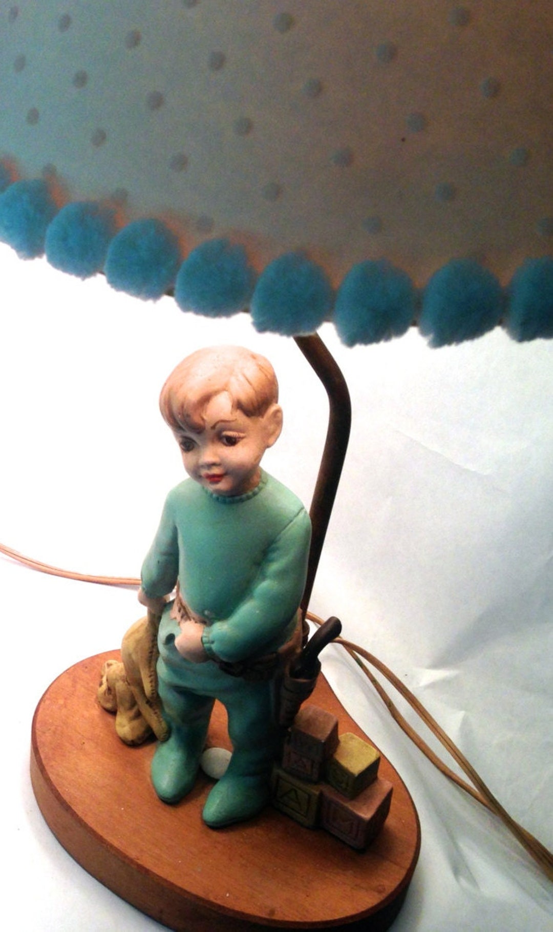 Vintage Baby Boy Lamp – Figurine With Toy Dog, Nursery Decor - Etsy