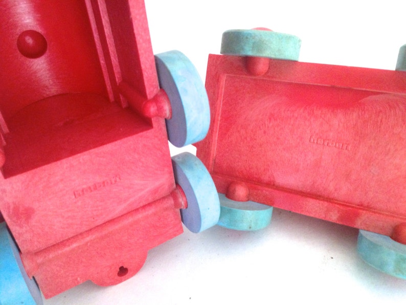 Rare Herbart Train Engine and Car Toy Red Blue West Germany - Etsy