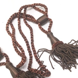 A Set of Two, Dual Toned Brown Tassels, Double Twist Rope Curtain Drape ...
