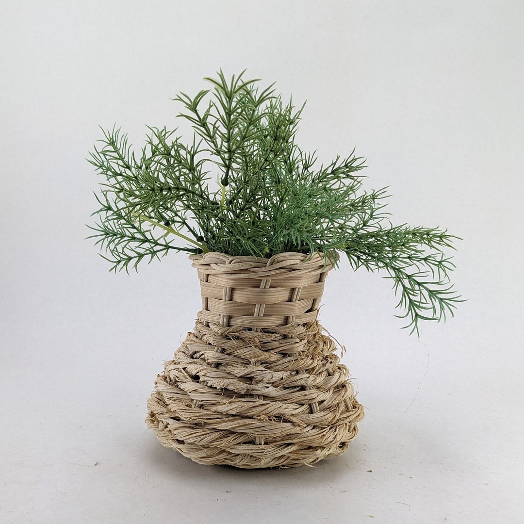 Small Handmade Woven Vase/basket, Natural Tan Coloring With Great ...
