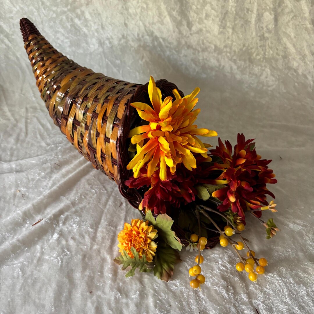 Multi Colored Cornucopia Wicker With Entry Basket, Fall Decor ...