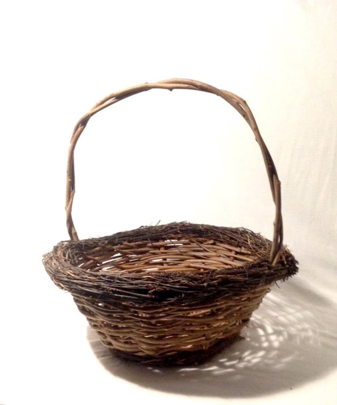 Large Rustic Twig Basket With Handle: Vintage Wedding Decor - Etsy