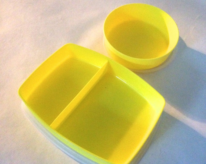 Retro Fun Sunny Yellow Divided Lunch Pack Set Tupperware - Etsy