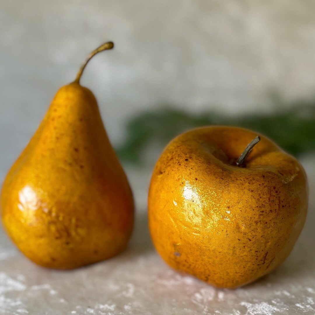 Golden Pear and Apple: Holiday Decor, Bowl Fillers (sold Individually ...