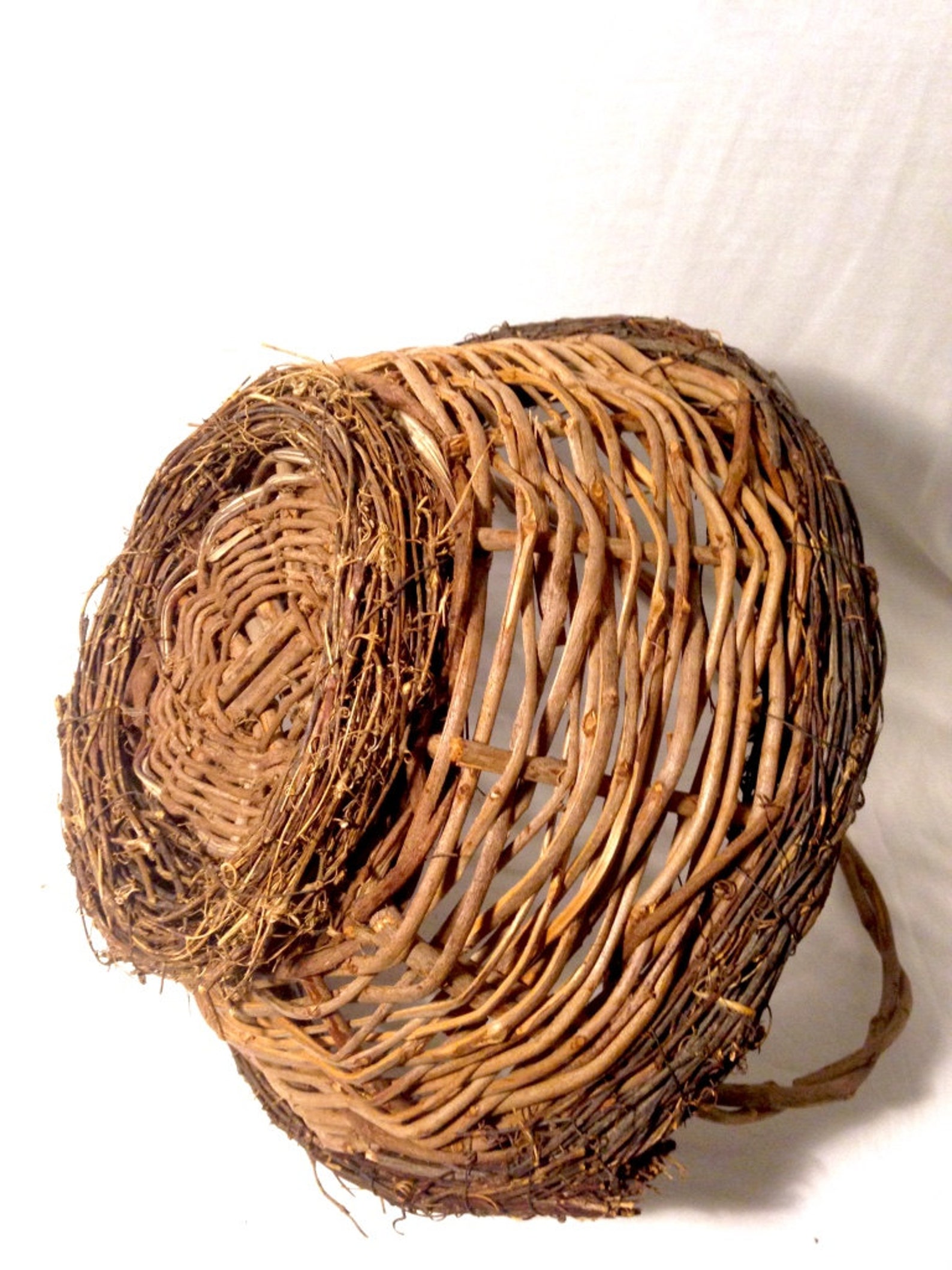 Large Rustic Twig Basket With Handle: Vintage Wedding Decor - Etsy
