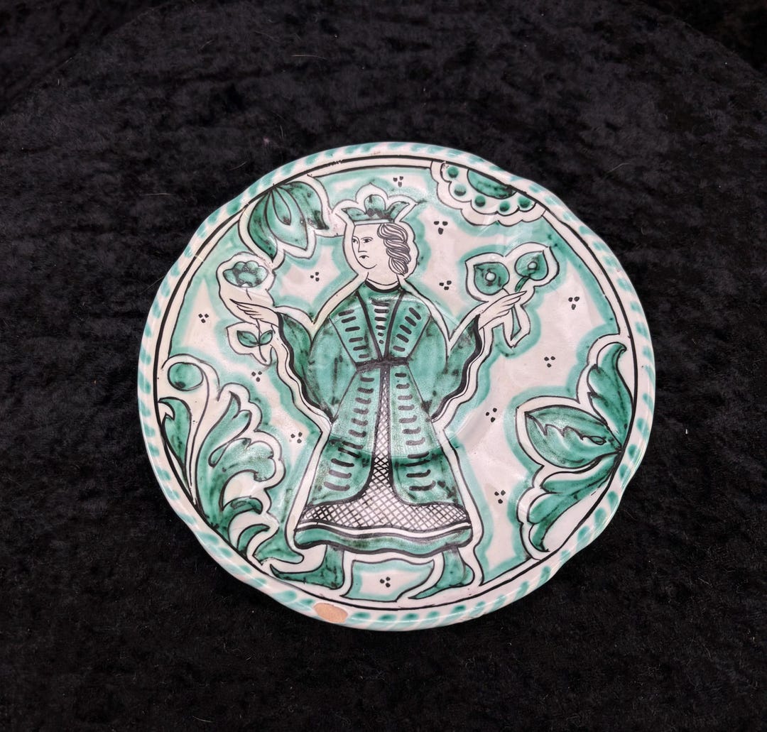 Deruta Italian Ceramic Plate - Boy With Flowers - Hand Painted and ...