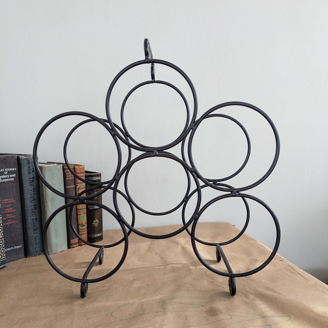Black Metal Wine Rack - Vintage Bottle Holder - Barware Display - Fun ...