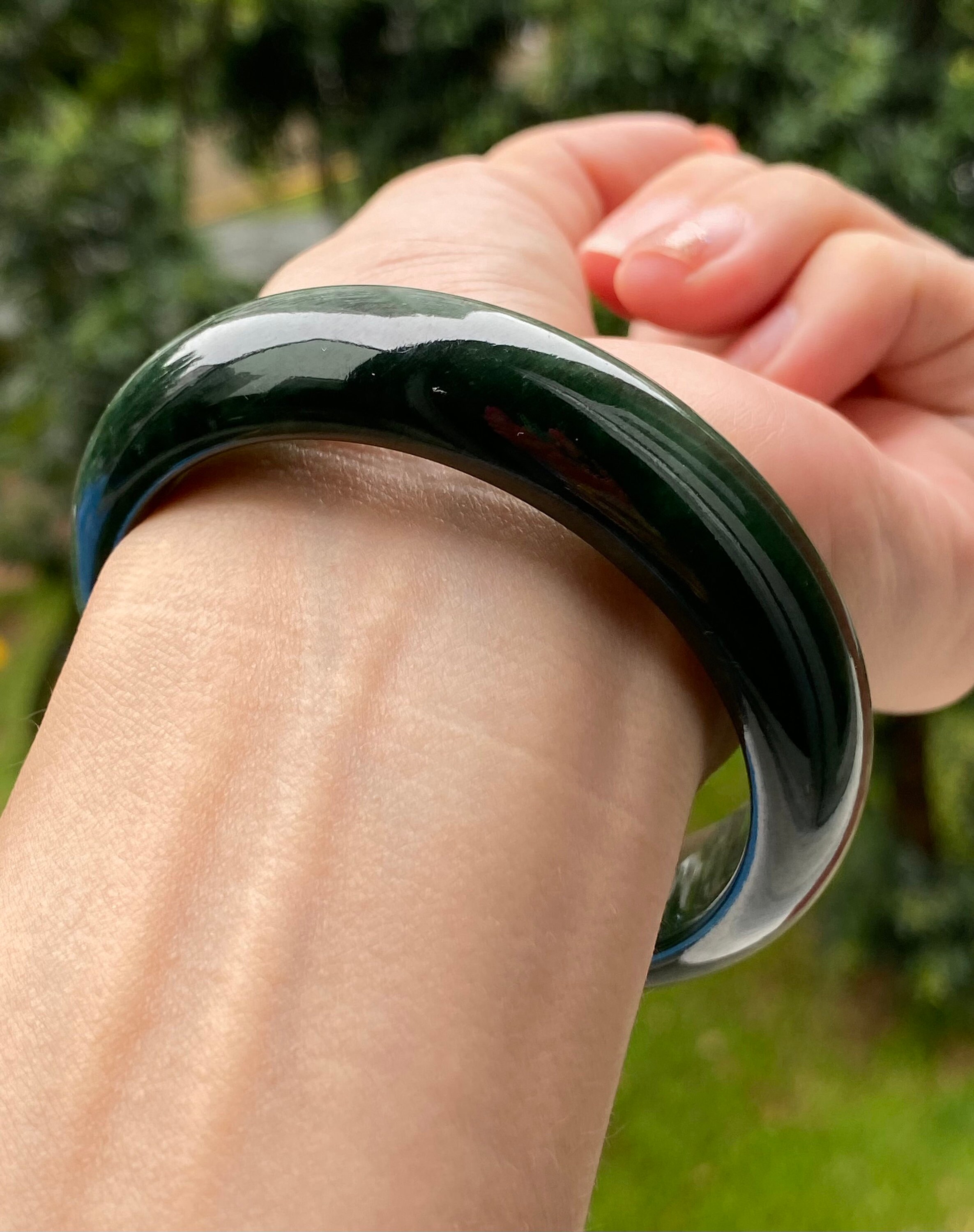 56.75mm Jade Bangle Deep Forest Green Grade A Jadeite MB90KL5 Bicolor Etsy UK