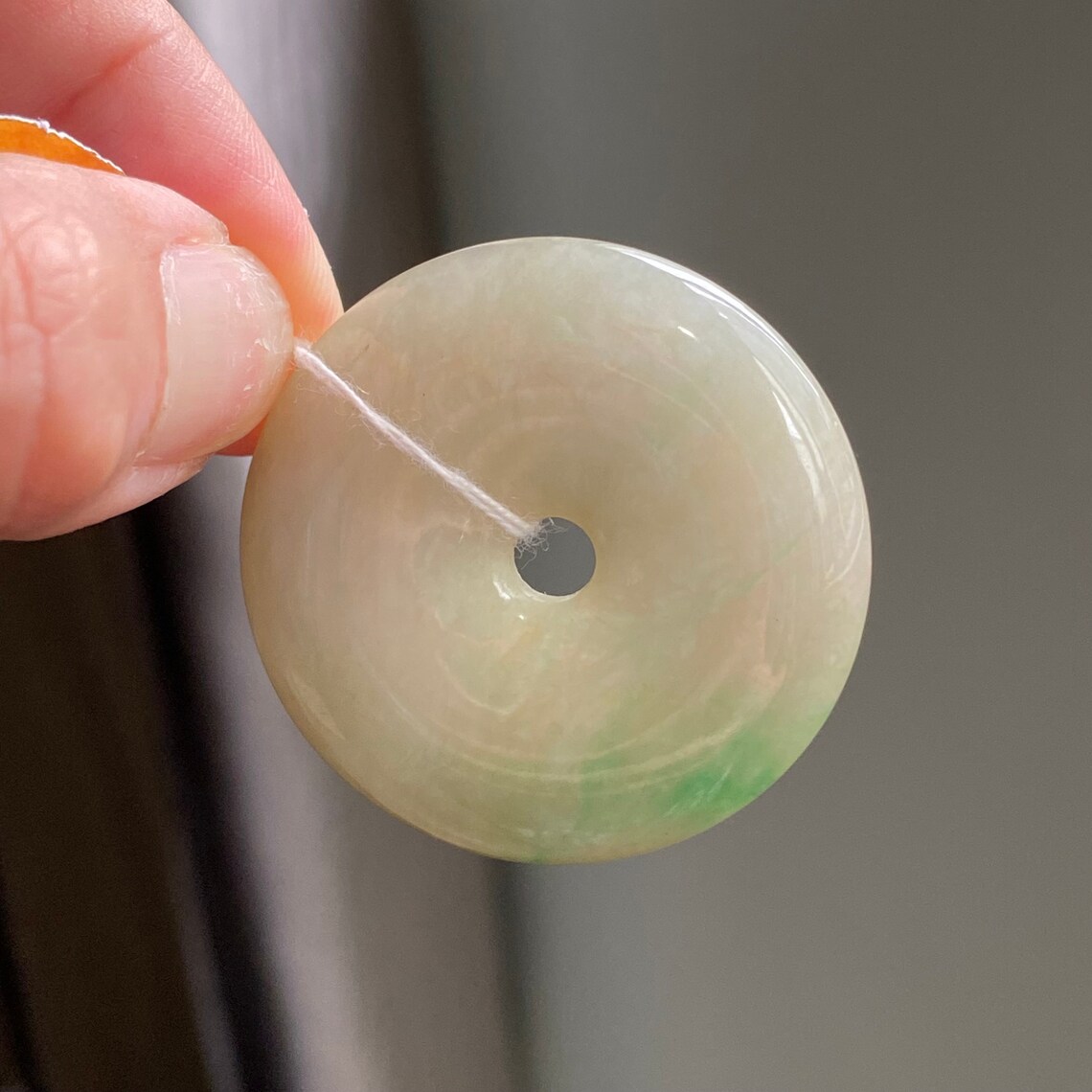 Chubby Donut Jade Pendant Safe Button/ Bi Jade Pendant Green Bicolor ...