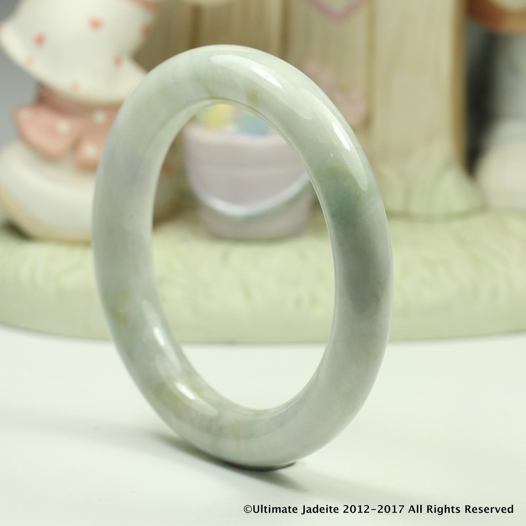 54.6mm Round Jade Bangle Grey Bicolor Grade A Jadeite (burmese Jade) - Etsy