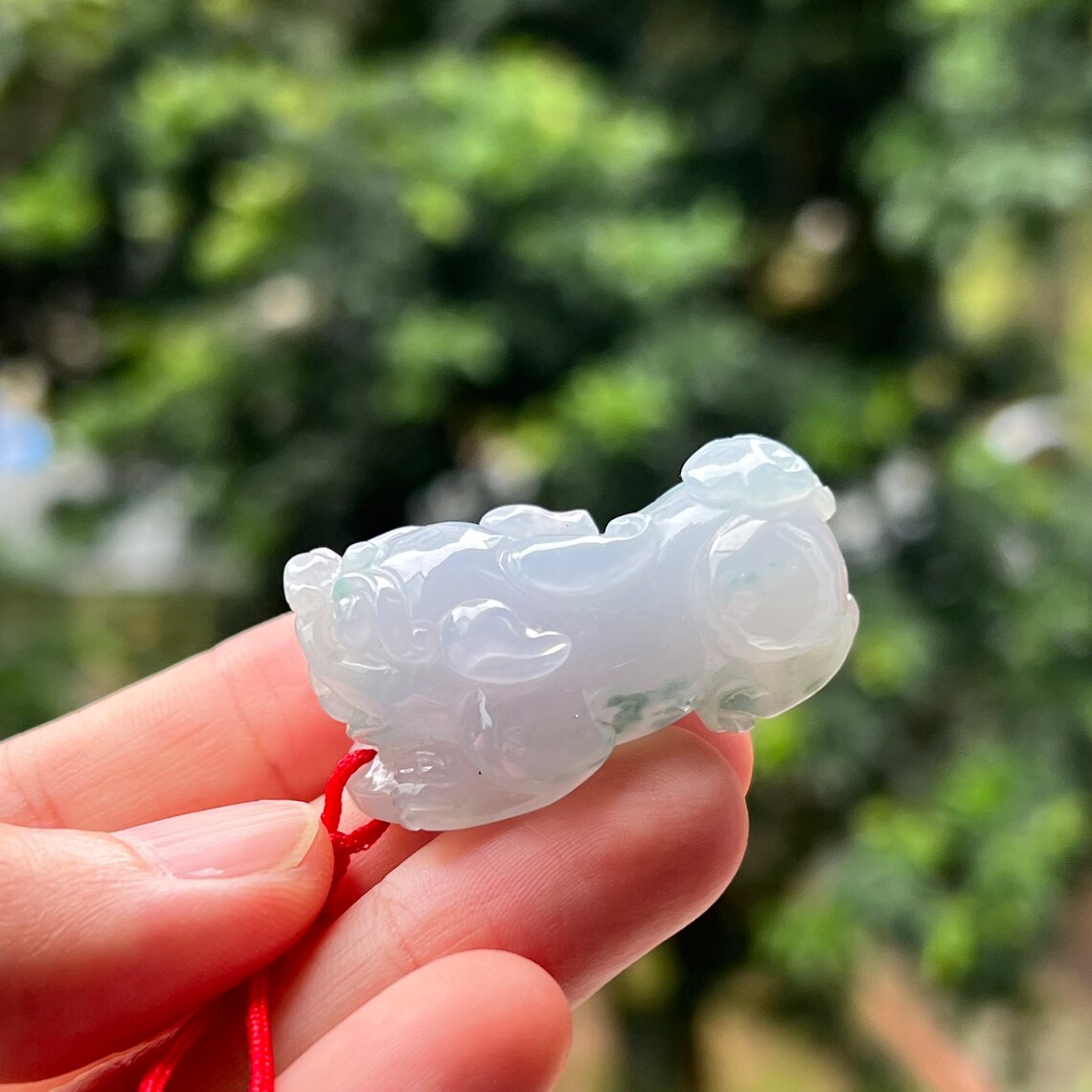 3D Pixiu Jade Pendant Translucent Light Lavender Bluish Green Grade A ...