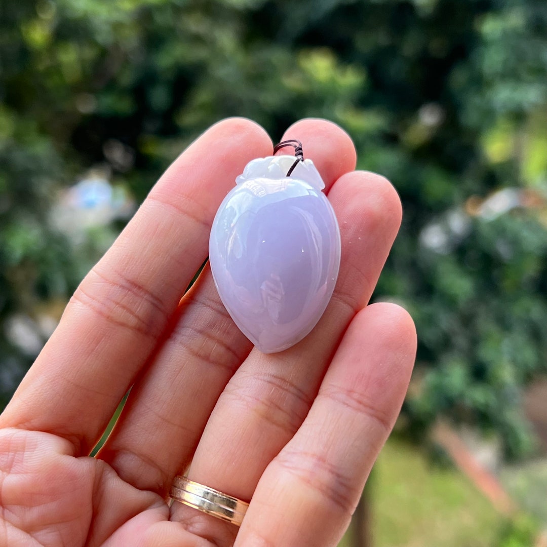 Peach Jade Pendant Translucent Smooth Light Lavender Grade A Jadeite ...