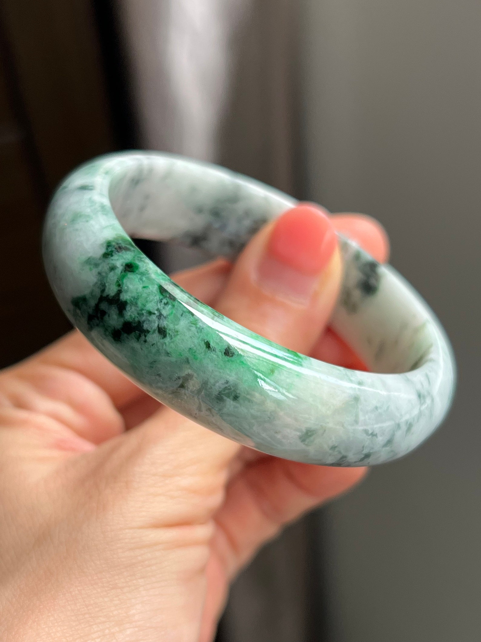 57mm Jade Bangle Flower Pattern Green Tricolor Grade A Jadeite - Etsy