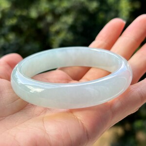 58.1mm Jade Bangle Very Translucent Soft Blue Grey Grade A Jadeite ...