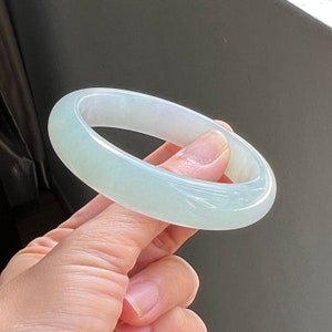 58.1mm Jade Bangle Very Translucent Soft Blue Grey Grade A Jadeite ...