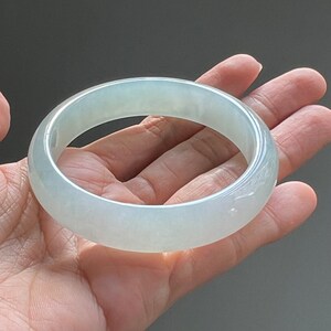 58.1mm Jade Bangle Very Translucent Soft Blue Grey Grade A Jadeite ...