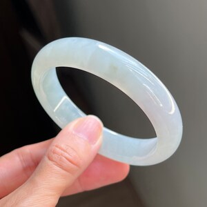 58.1mm Jade Bangle Very Translucent Soft Blue Grey Grade A Jadeite ...