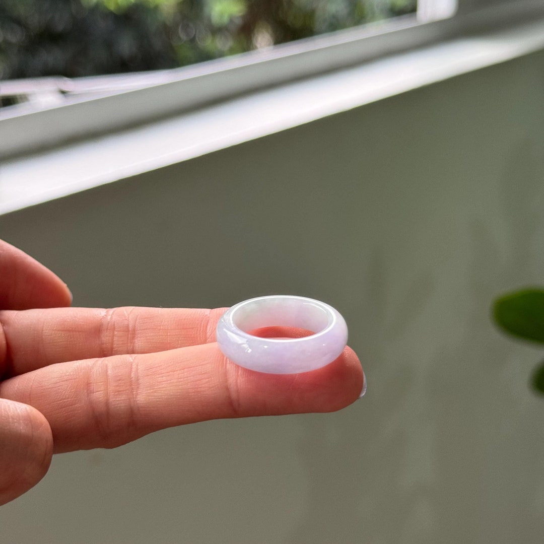 CHECK Jade Ring US 8.25 Very Light Lavender Grade A Jadeite Abacus Band ...