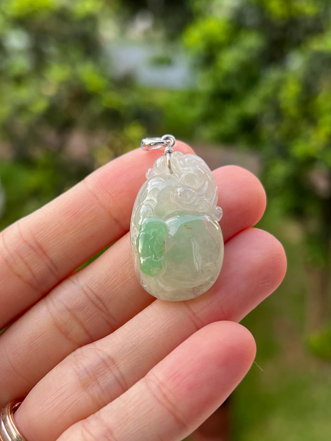 Pixiu Jade Pendant Very Translucent Apple Green Colorless Grade A ...