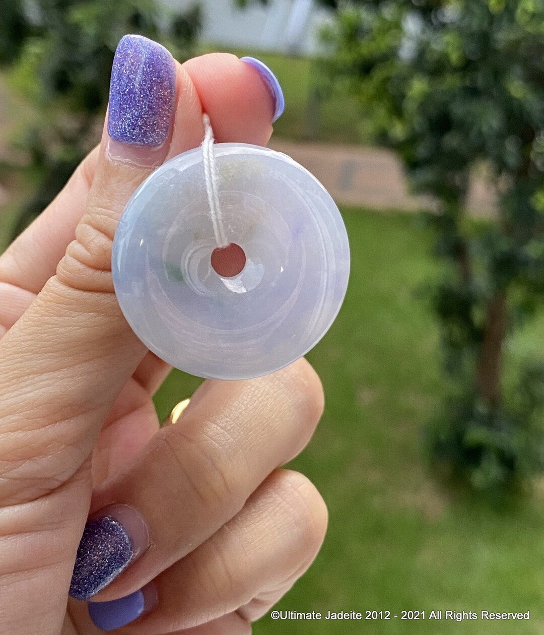 Donut Jade Pendant Grade A Jadeite Lavender Tricolor Safe Button/ Bi ...