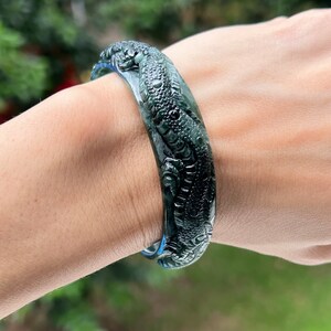 Dragon Carved Jade Bangle 55.6mm Translucent Green Tricolor Grade A ...