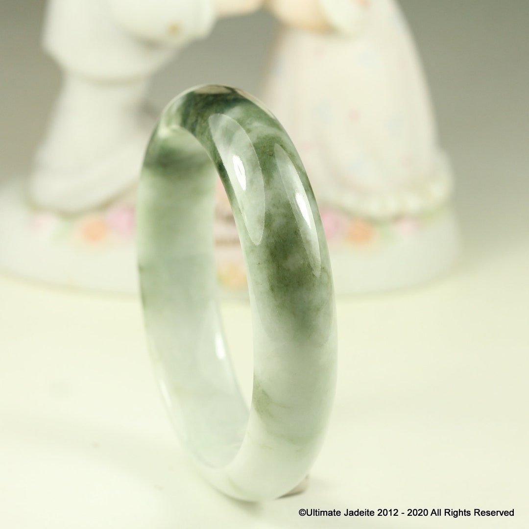 58.8mm Jade Bangle Dark Green Bicolor Grade A Jadeite MB30KL23 burmese ...