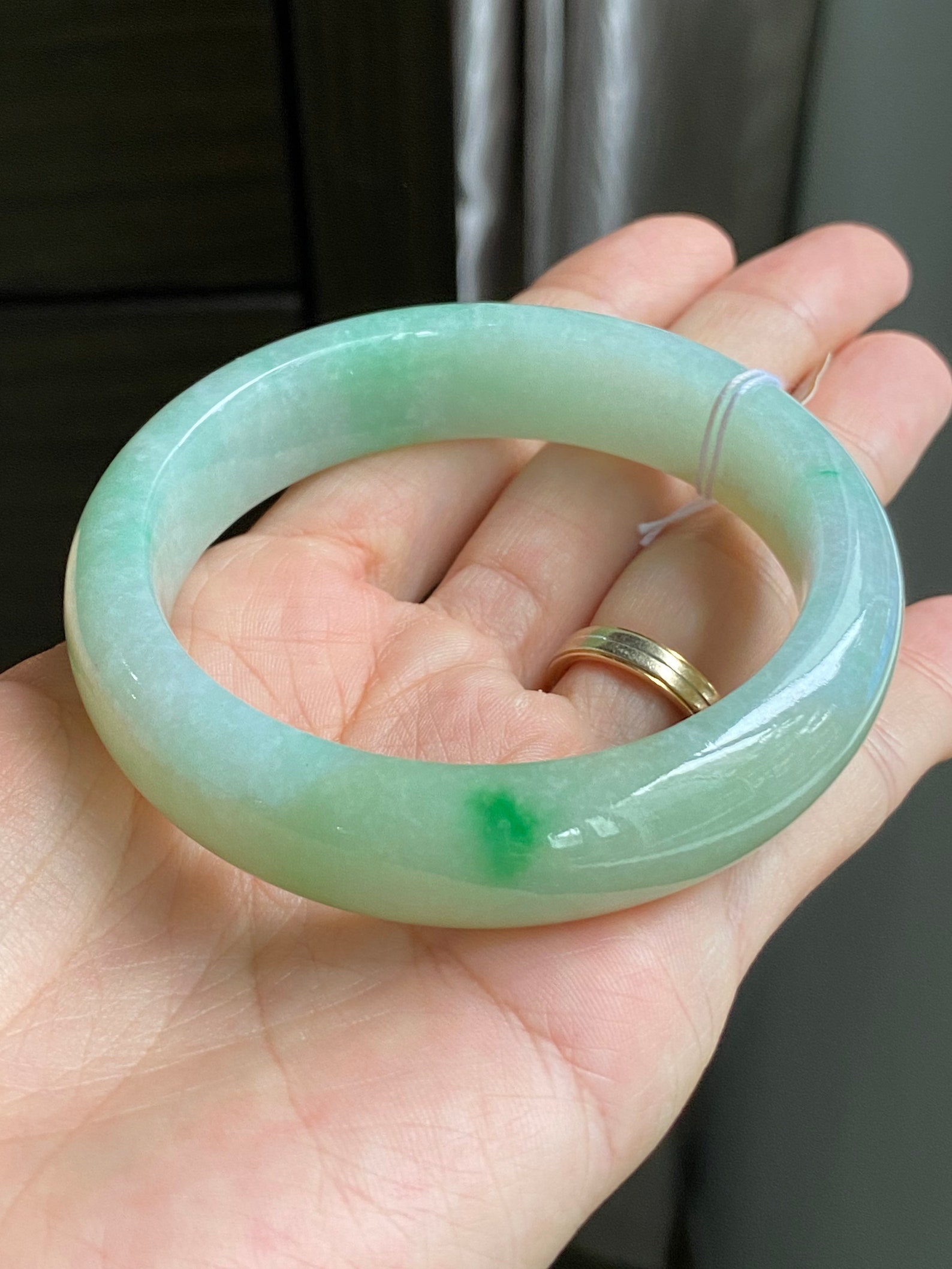Jadeite Jade Bangle Bracelet 55.7mm Apple Green MB5LLK | Etsy