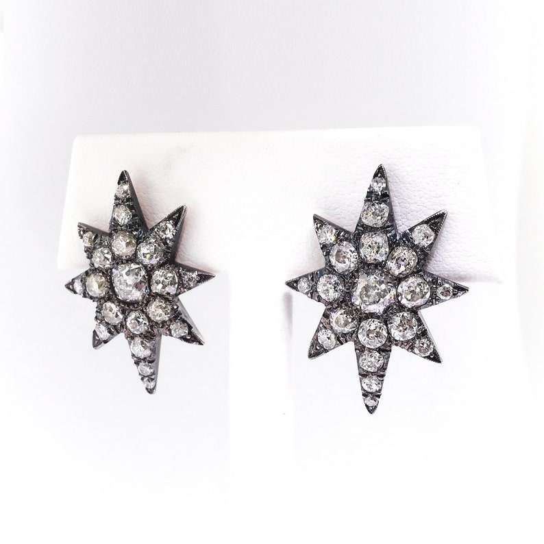 Antique Victorian 5.14ctw. Old European Cut Diamond North Star Earrings ...