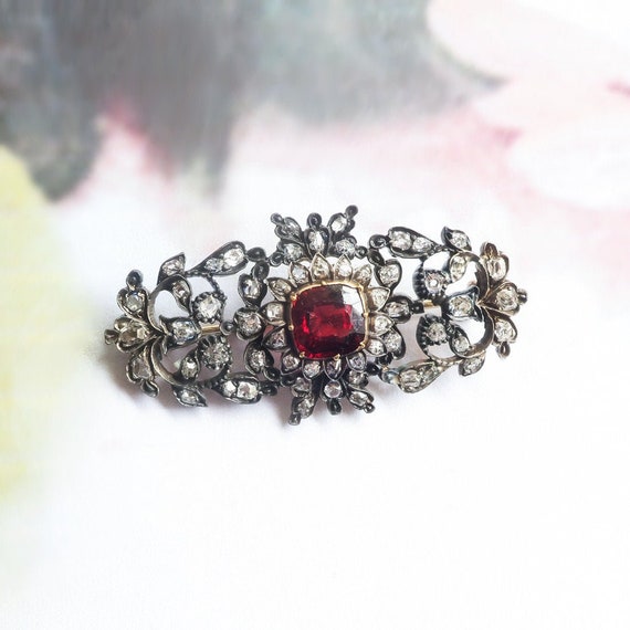 Antique Victorian 3.04ct T.w. Garnet Old Mine Cut Diamond | Etsy