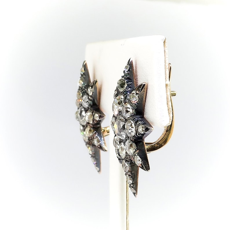 Antique Victorian 5.14ctw. Old European Cut Diamond North Star Earrings ...