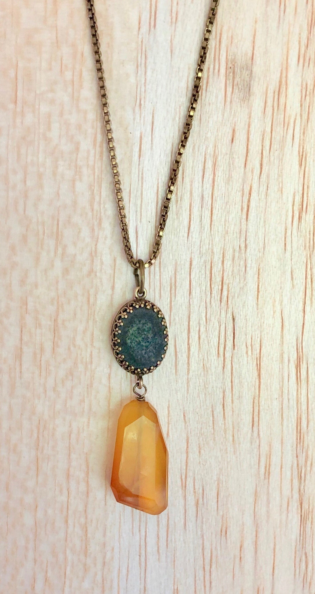 Bronze-brass Lake Superior Basalt Necklace With Citrine Pendant - Etsy ...