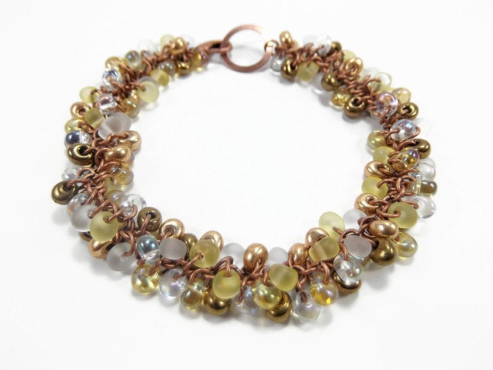 Beaded Copper Necklace Set Yellow and Copper Necklace | Etsy